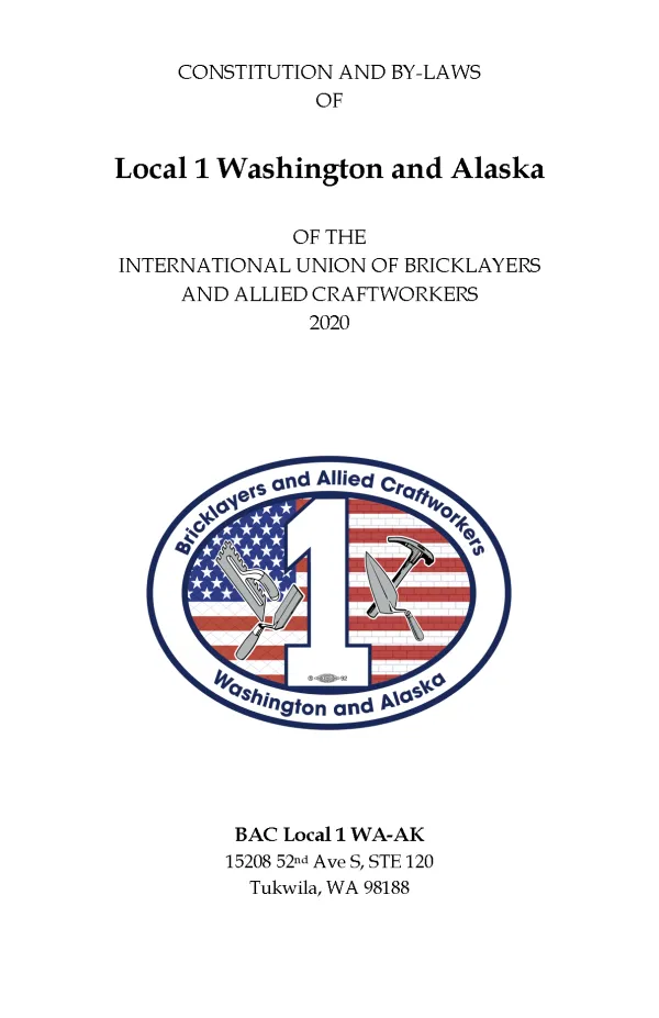 BAC Local 1 WA/AK Constitution | Bricklayers Local 1 Washington and Alaska